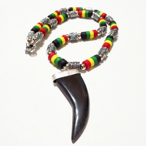 Accessories | Mens Rasta Bead Animal Fang Shaped Pendant | Poshmark